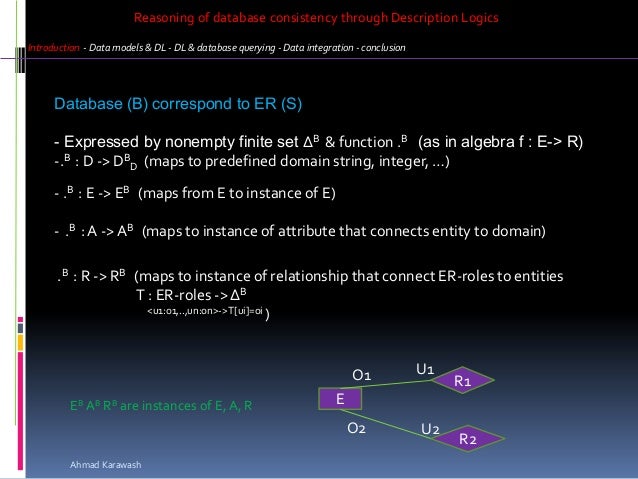 Reasoning of database consistency through description logics