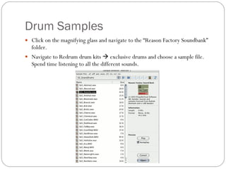 Reason Lesson 2 – Drum Samples | PPT