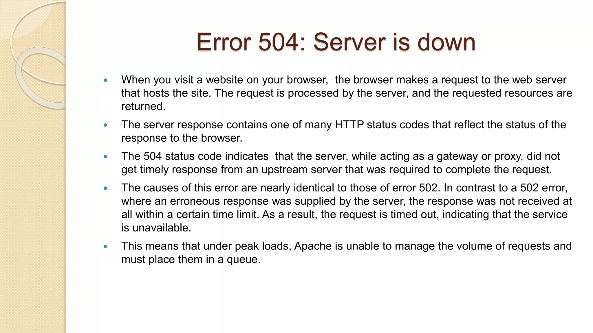 Reasons and Ways of Fixing Server Errors | PPT