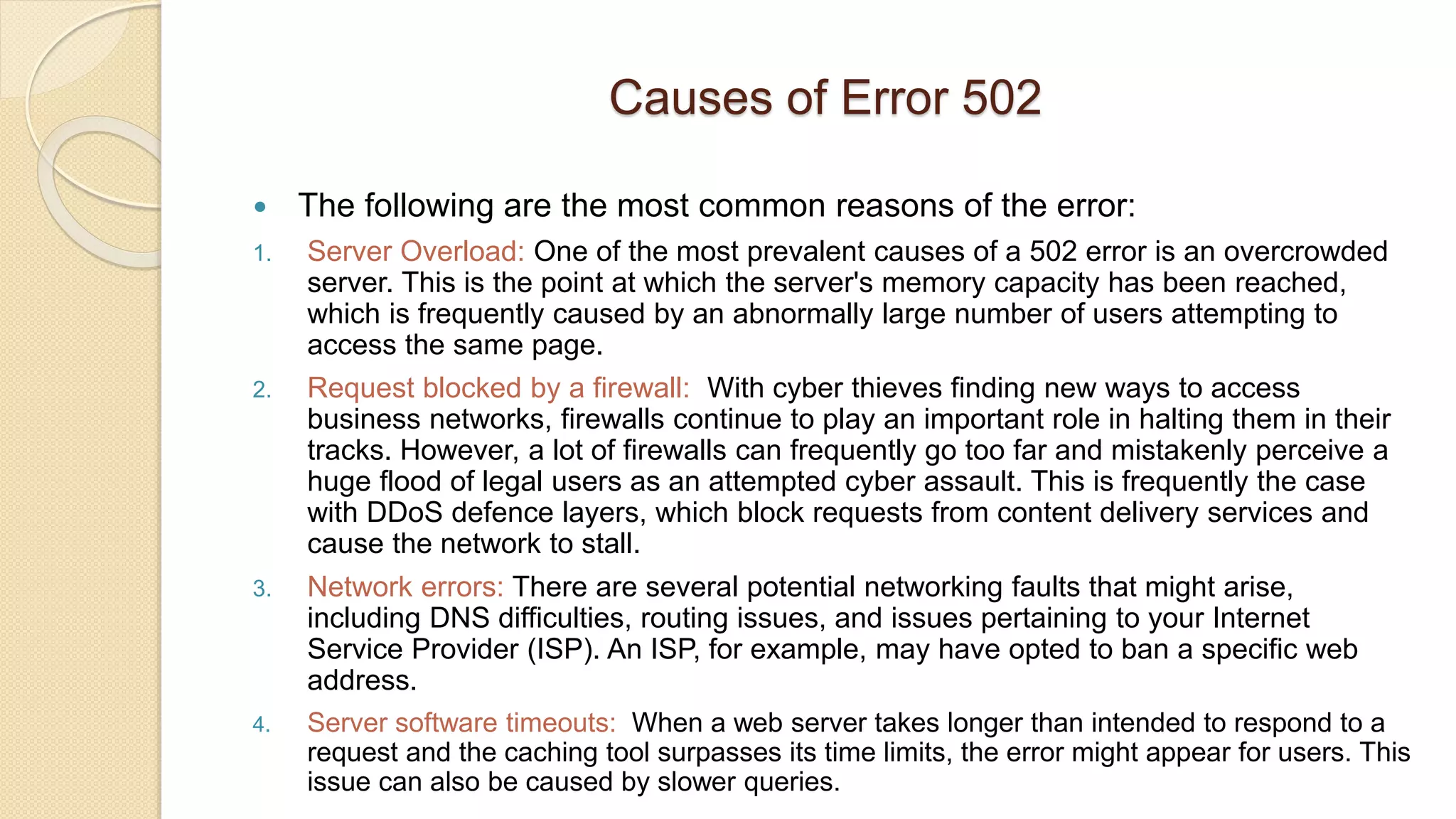 Reasons and Ways of Fixing Server Errors | PPT