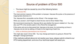 Reasons and Ways of Fixing Server Errors | PPT