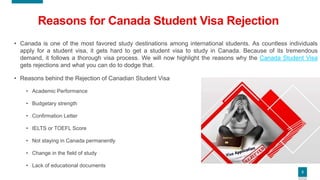 Reasons for Canada Student Visa Rejection | PPTX | Travel Preparation and Advice | Travel