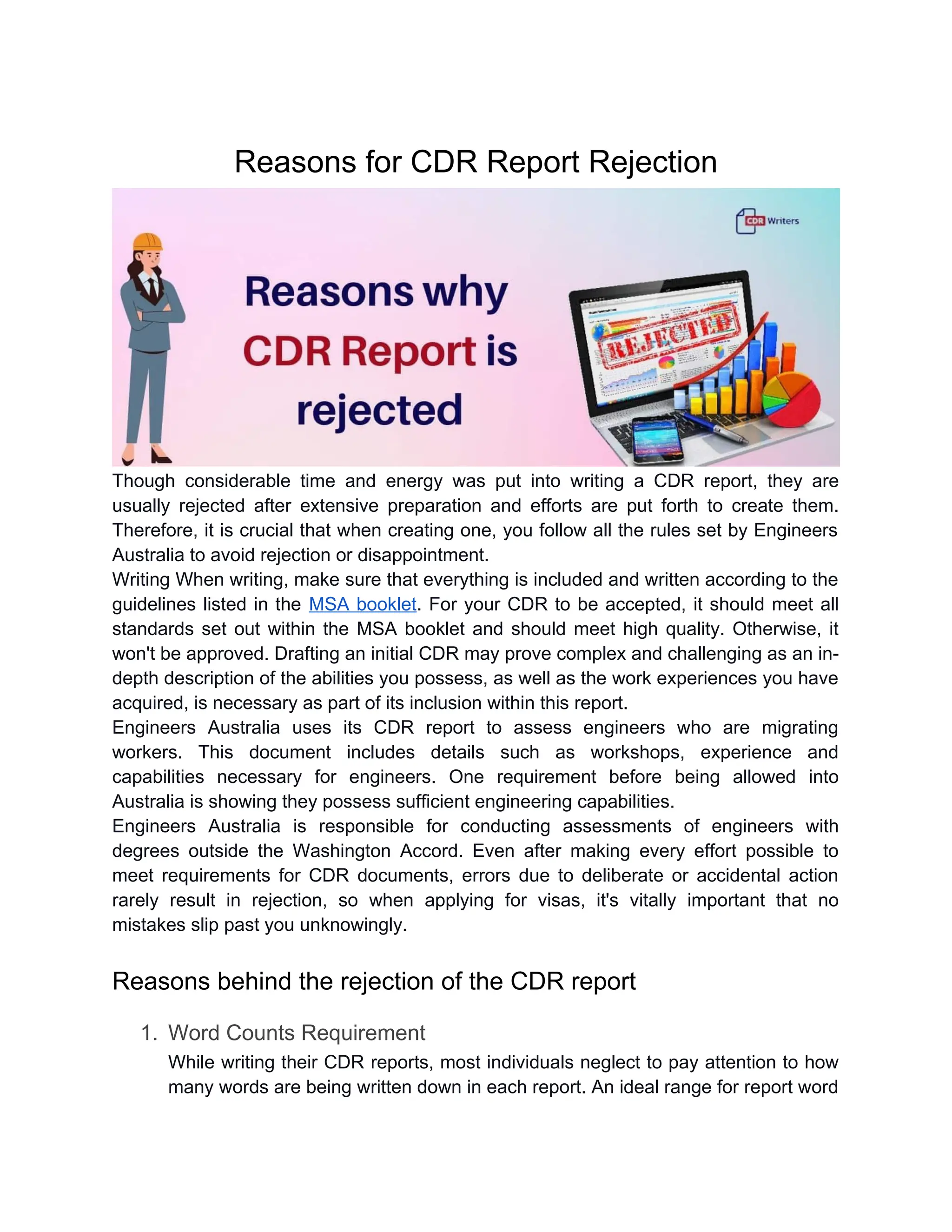 Reasons Why The CDR Report is Rejected. | PDF