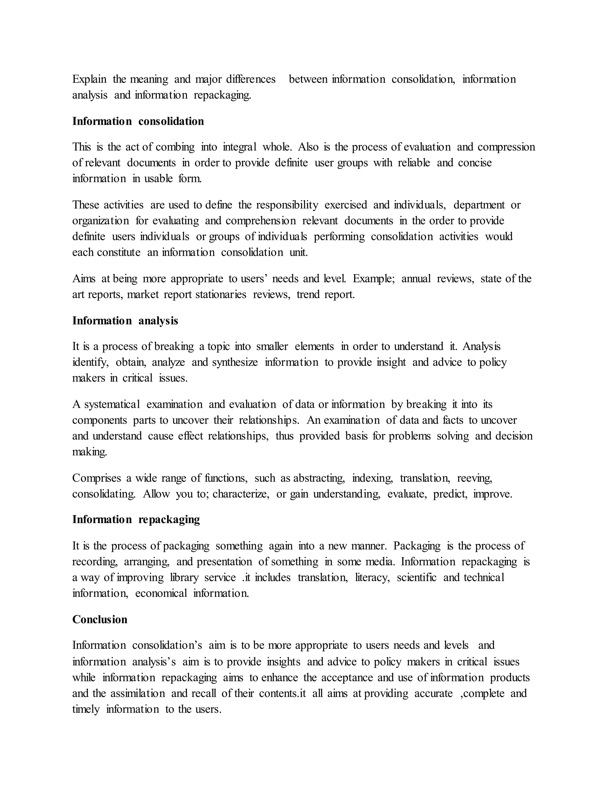 Reasons for information repackaging in library | DOCX