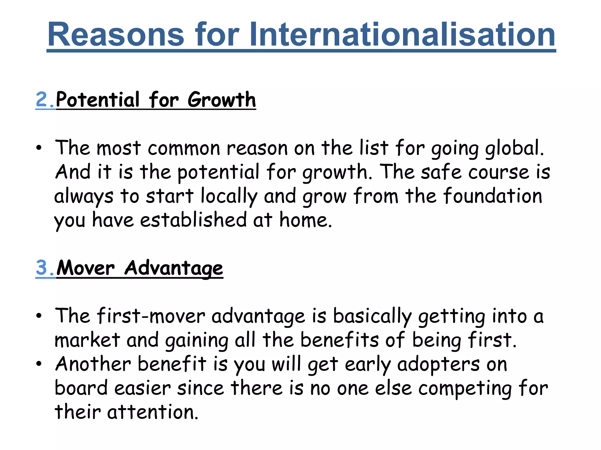 Reasons for internationalisation of business final | PPT