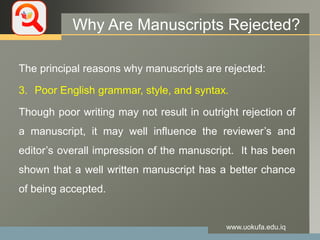 Reasons for Manuscript Rejection? | PDF