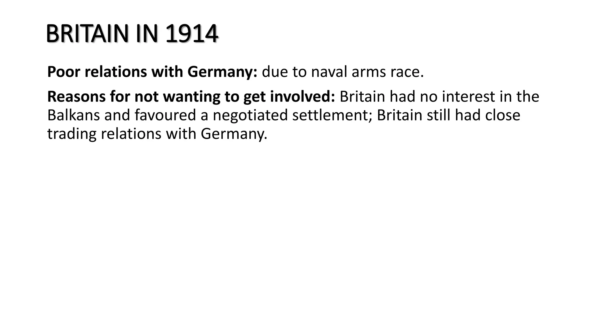 CAMBRIDGE AS HISTORY: THE ORIGINS OF WORLD WAR 1. REASONS FOR THE ...