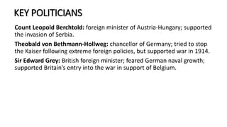 CAMBRIDGE AS HISTORY: THE ORIGINS OF WORLD WAR 1. REASONS FOR THE ...