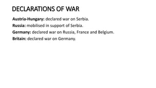 CAMBRIDGE AS HISTORY: THE ORIGINS OF WORLD WAR 1. REASONS FOR THE ...