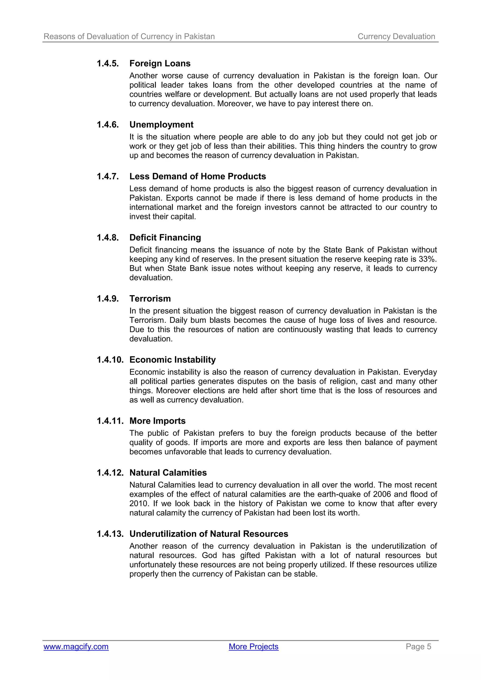 Reasons of Devaluation of Currency in Pakistan | PDF