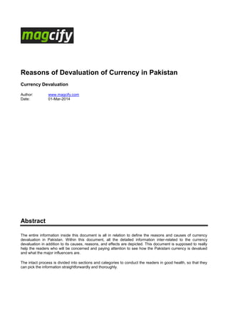 Reasons of Devaluation of Currency in Pakistan | PDF