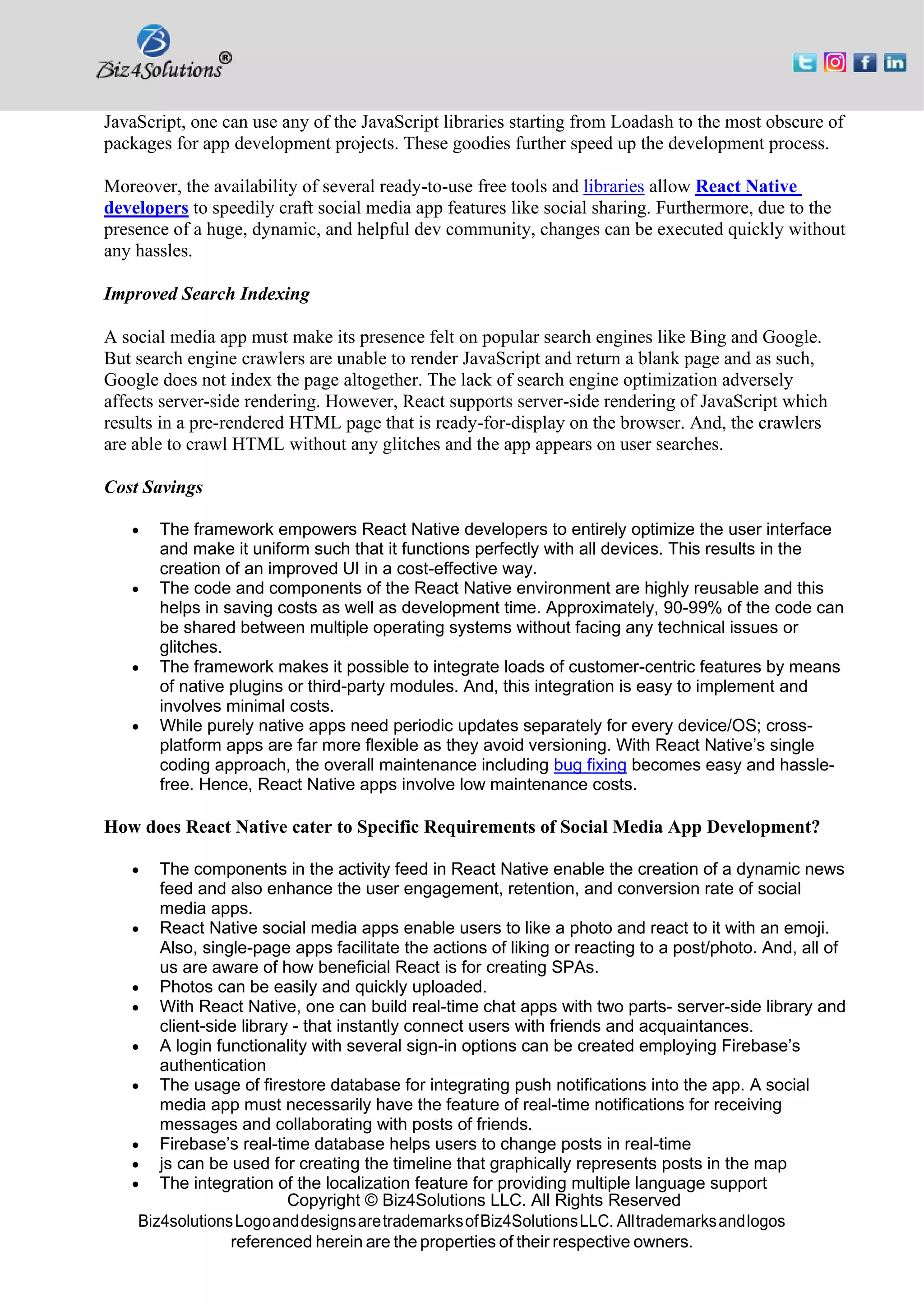 Advantages Of Building Social Media Apps In React Native Pdf