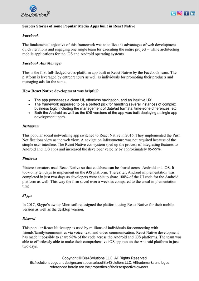 Advantages Of Building Social Media Apps In React Native Pdf
