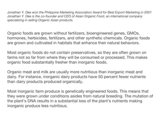 Reasons to Eat Organic Food | PPT