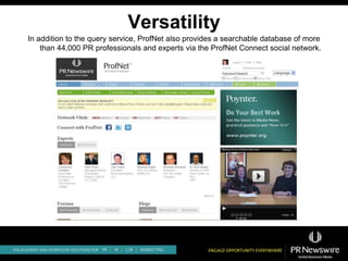 Why Should Journalists Use ProfNet? | PPTX | Social Networking | Internet