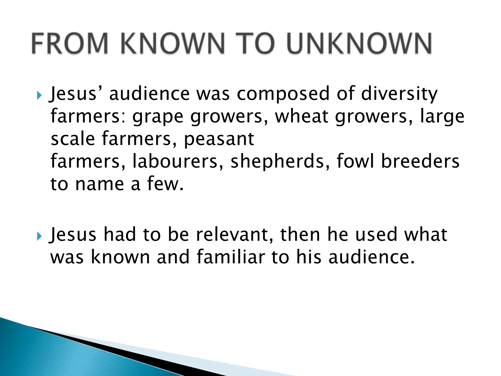 Reasons why jesus used agricultural images | PPTX