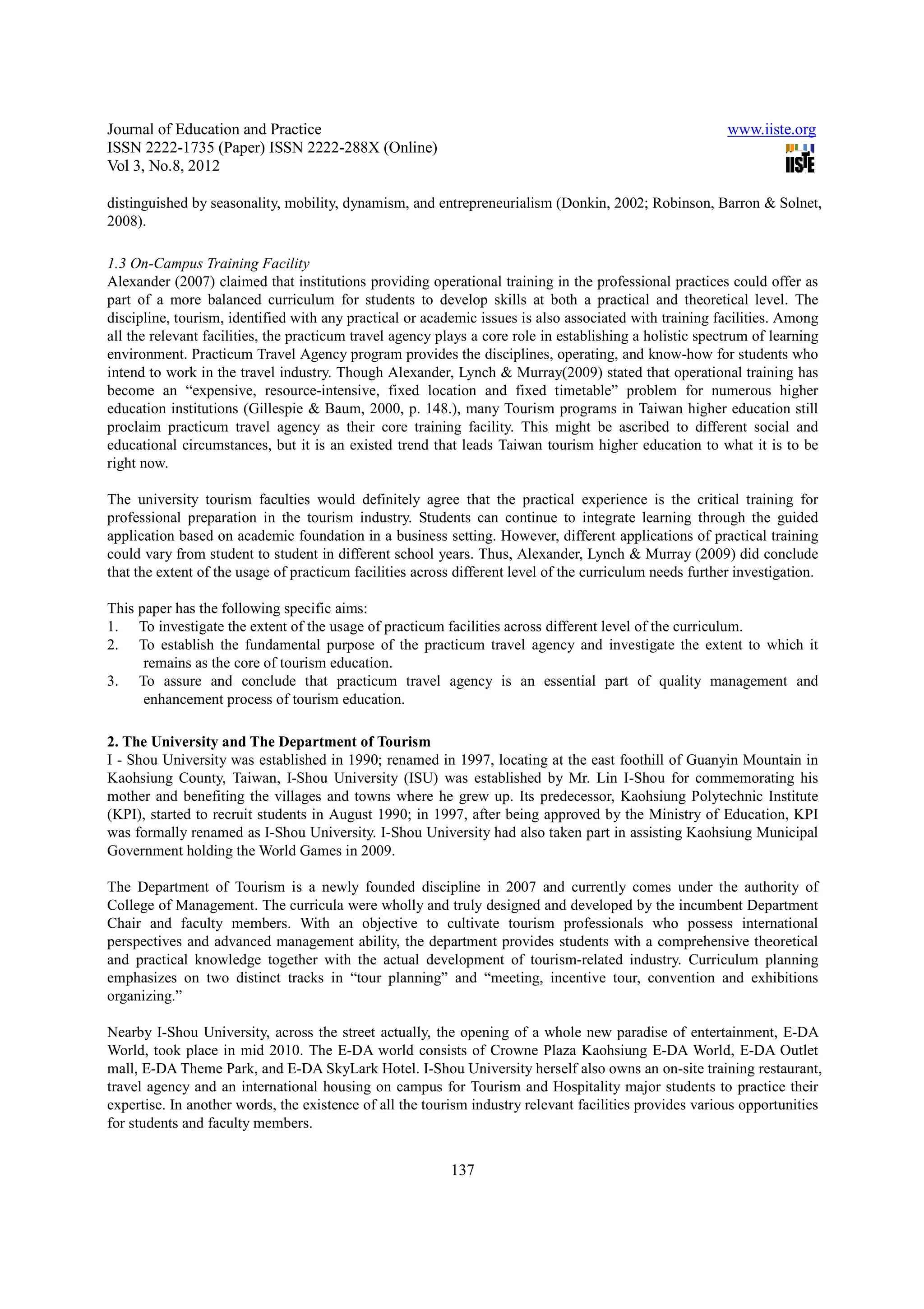 Reassessing the core of tourism education from the perspectives of ...