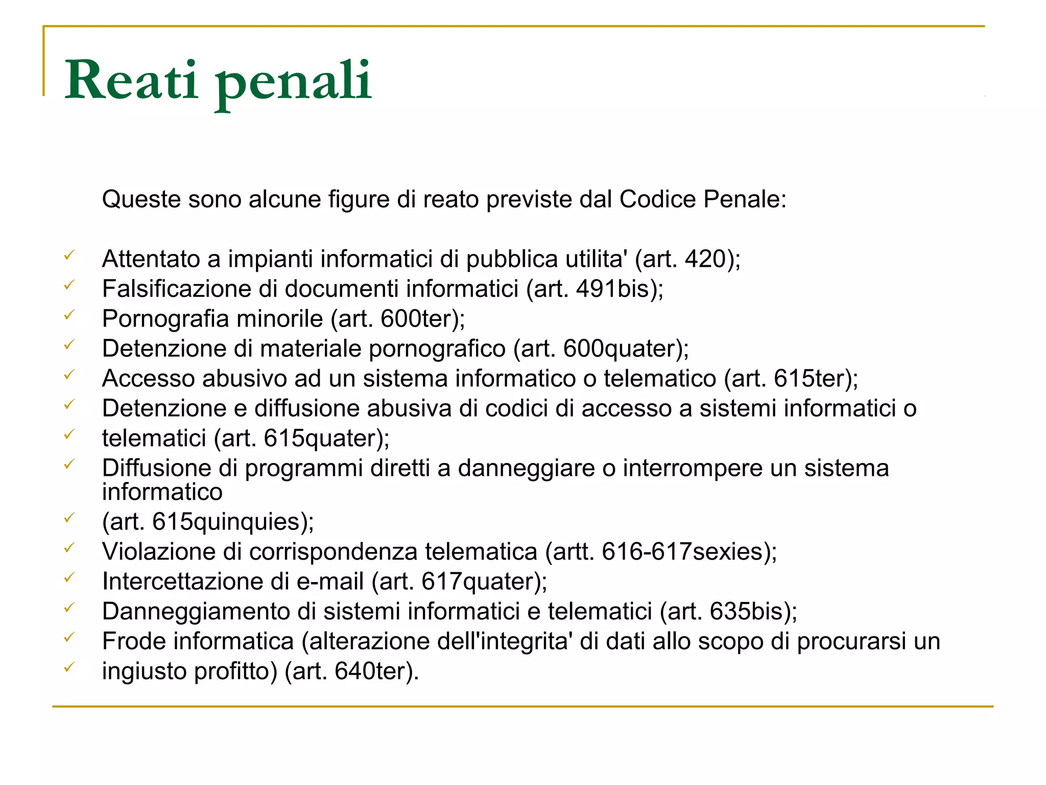 Reati informatici 2010 | PPT