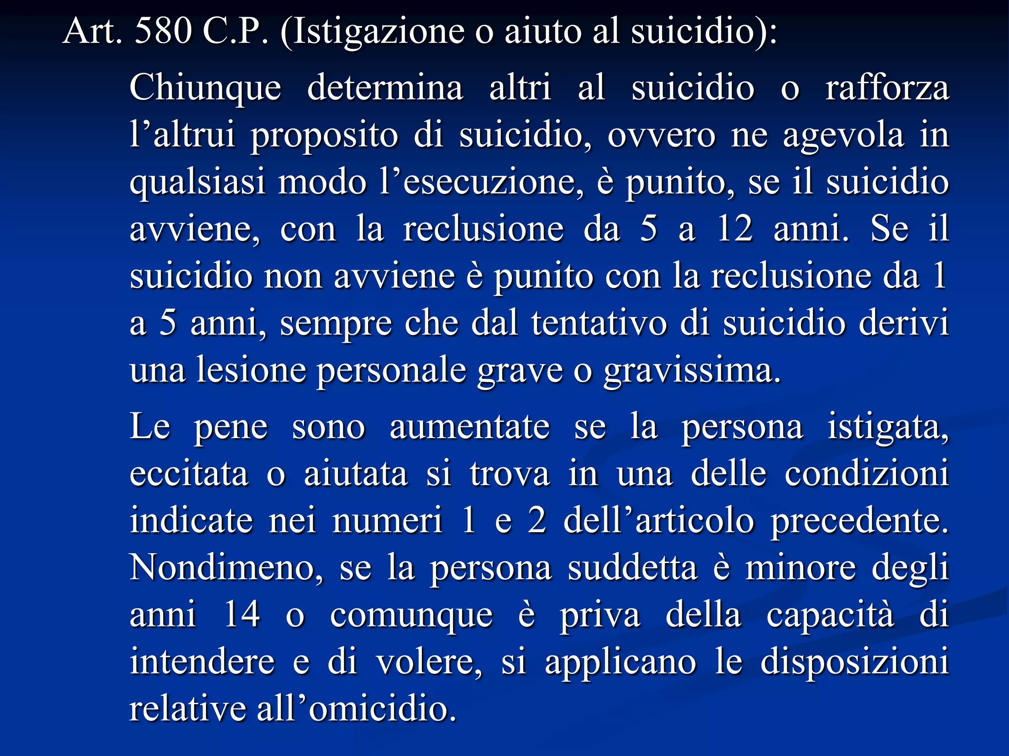 Reato omicidio e suicidio - MEDICINA LEGALE | PPT