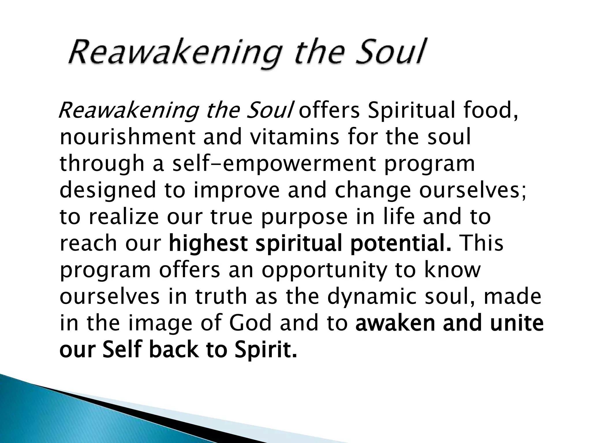 Reawakening the Soul, Exploration Guidebook for Self-Discovery | PPTX
