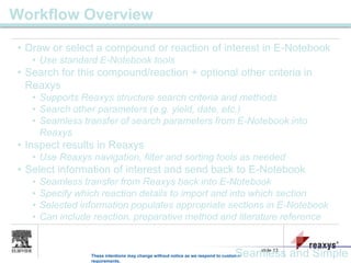 Reaxys for chemistry research - E-workbook integration - webinar - 20 ...