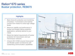 REB670 2.1 Bus Bar relay introduction for bus protection | PPTX