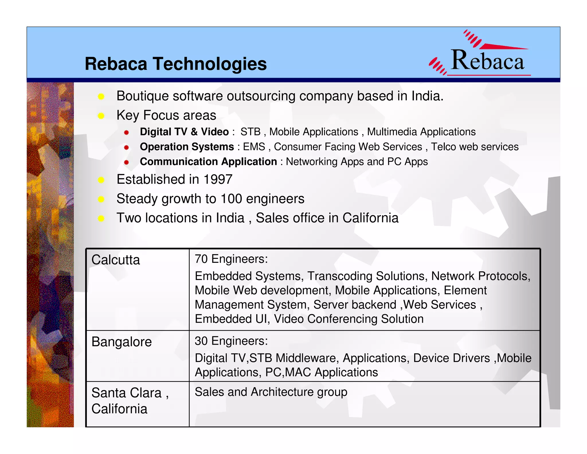 Rebaca Technologies Corporate Overview | PDF