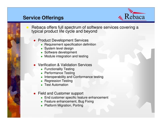 Rebaca Technologies Corporate Overview | PDF