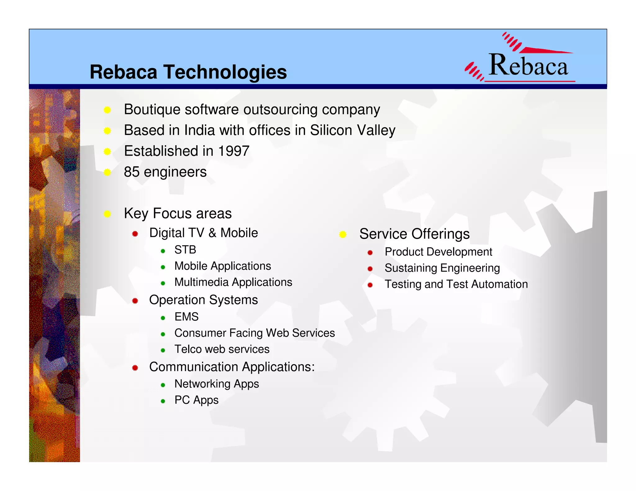 Rebaca Technologies Corporate Overview | PDF