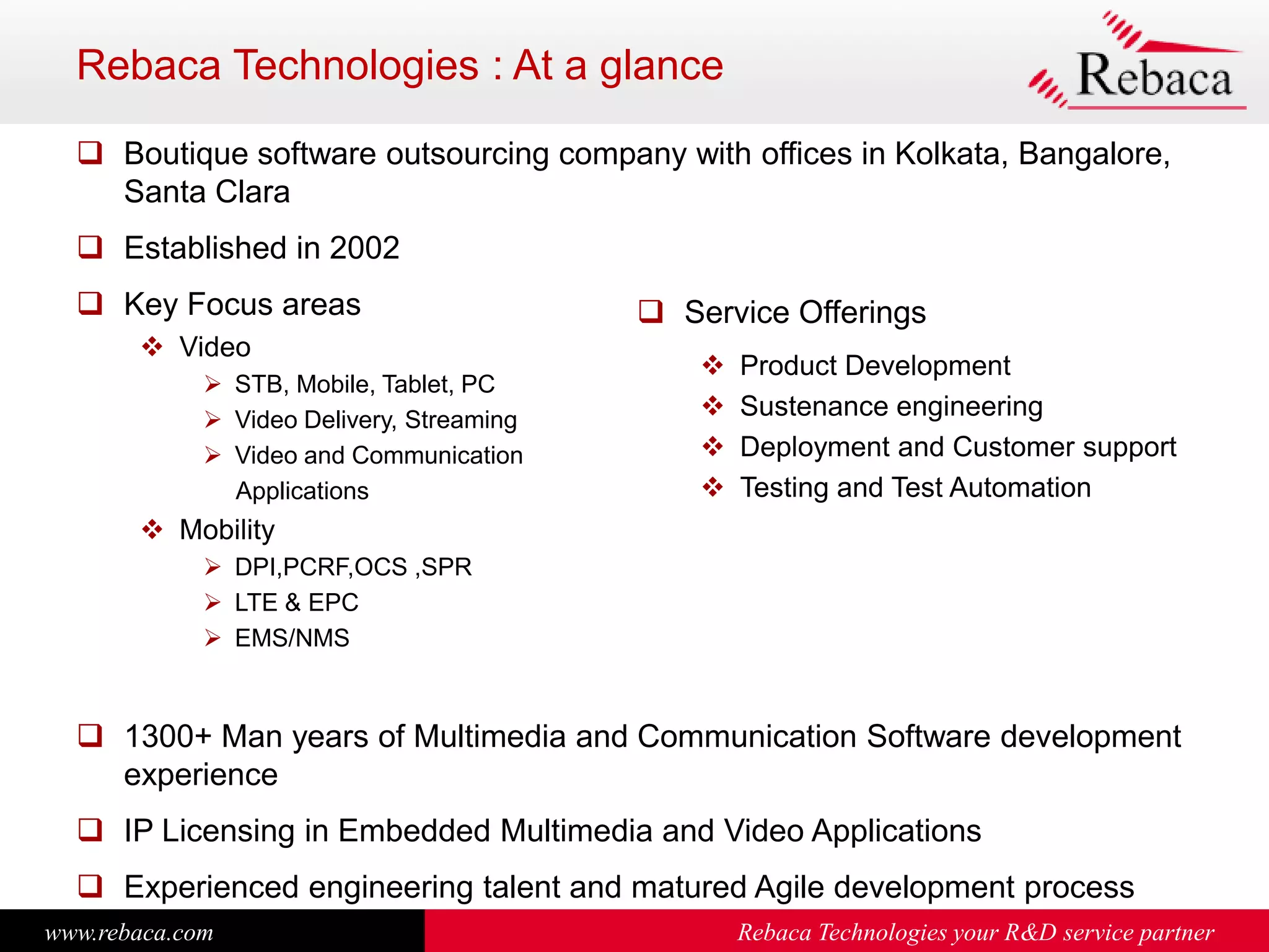 Rebaca technologies corporate overview | PPT