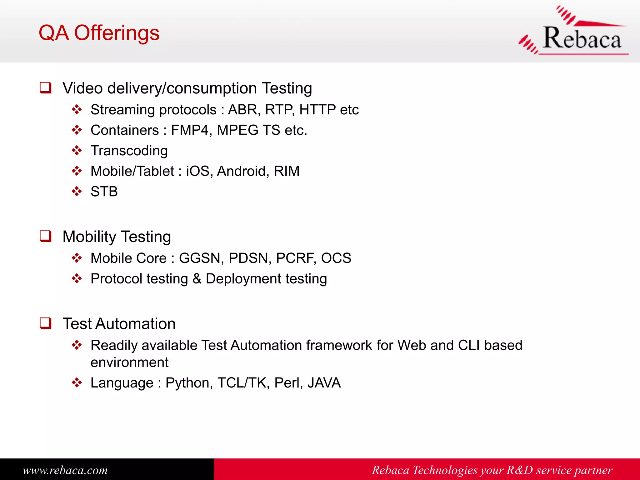 Rebaca technologies corporate overview | PPT