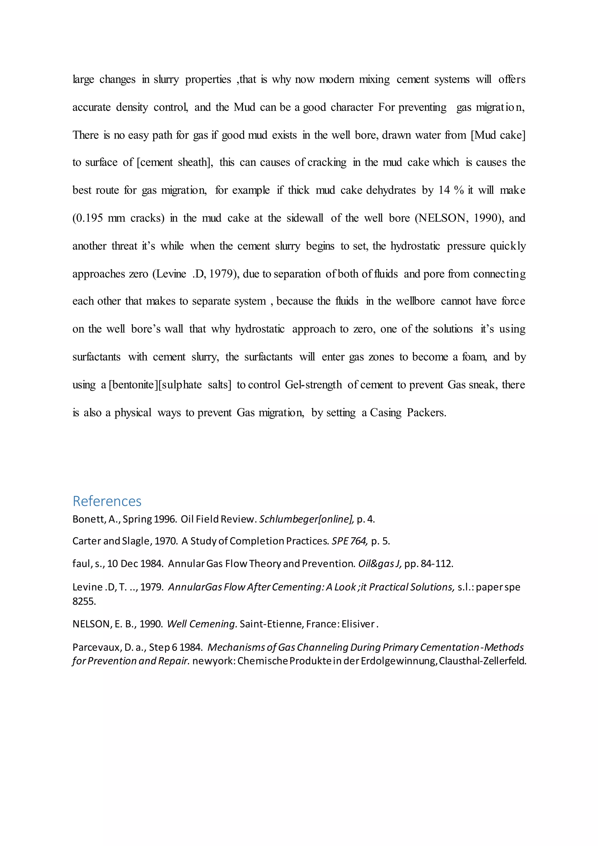 gas migration in oil industry | DOCX | Geology | Science