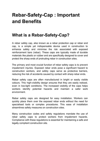 Rebar-Safety-Cap | PDF | Civil Engineering Industry | Industries