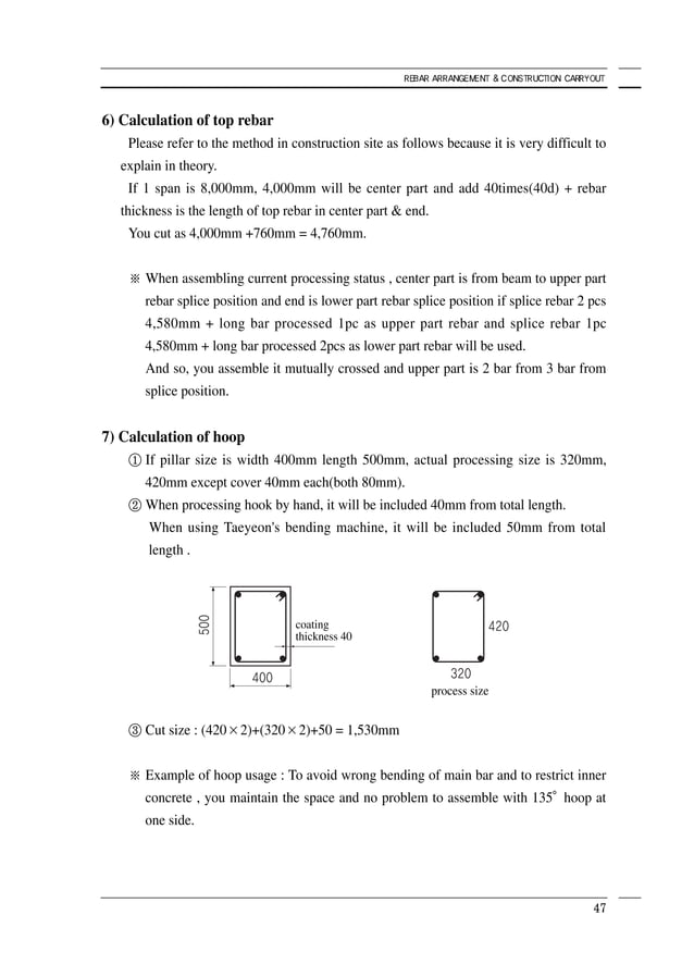 Rebar arrangement and construction carryout | PDF