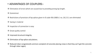 Rebar coupler as an alternative of column splices | PPTX