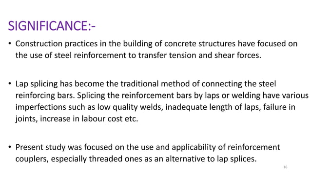 Rebar coupler as an alternative of column splices | PPTX