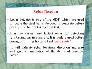 Rebar detector Test of Nondestructive Test | PPTX