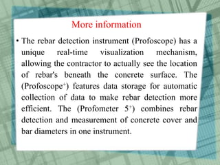 Rebar detector Test of Nondestructive Test | PPTX