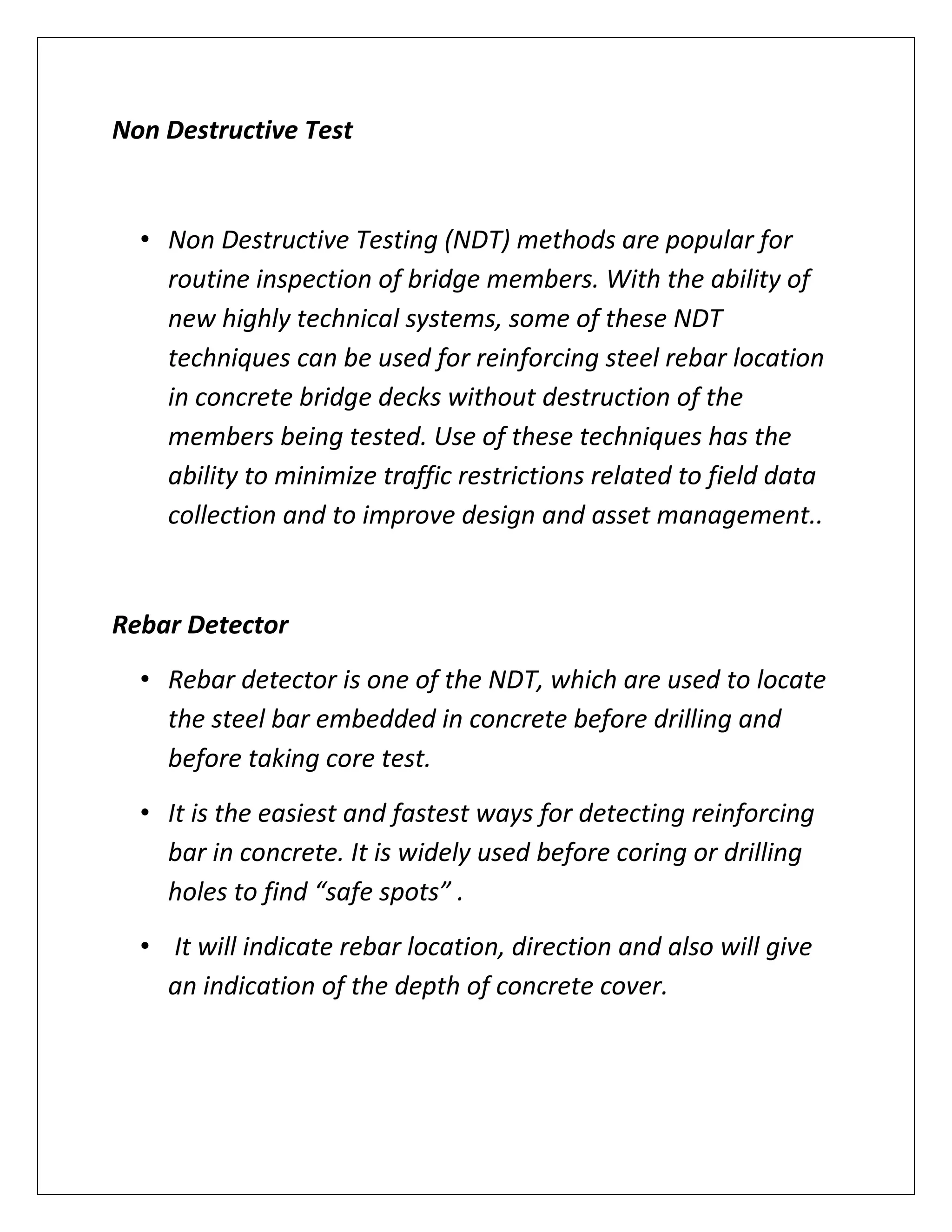 Rebar detector test | PDF