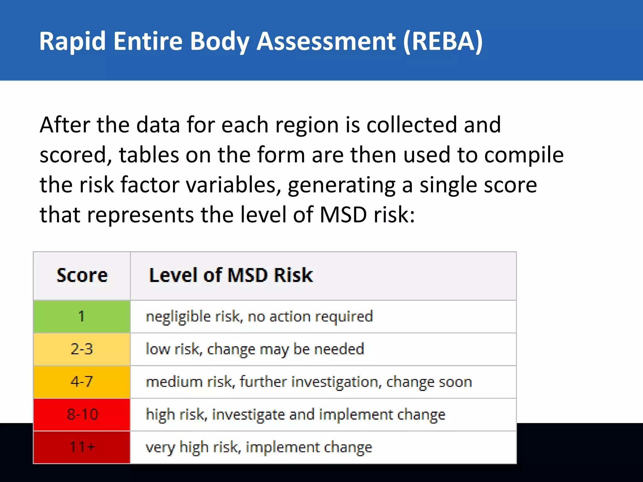 REBA - Rapid Entire Body Assessment | PDF