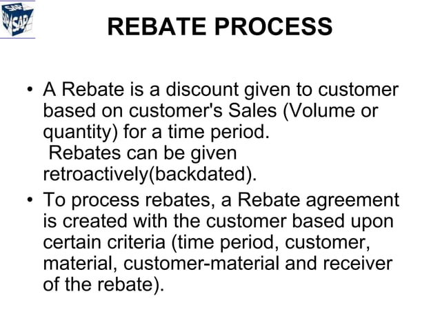 Rebate sap SD.ppt | Business Accounting & Finance | Business