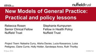 New Models of General Practice: Practical and policy lessons | PDF