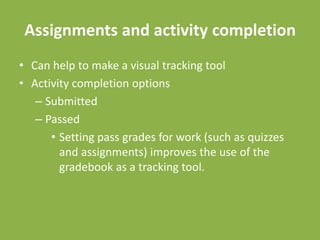 Ways of tracking progress in Moodle | PPT