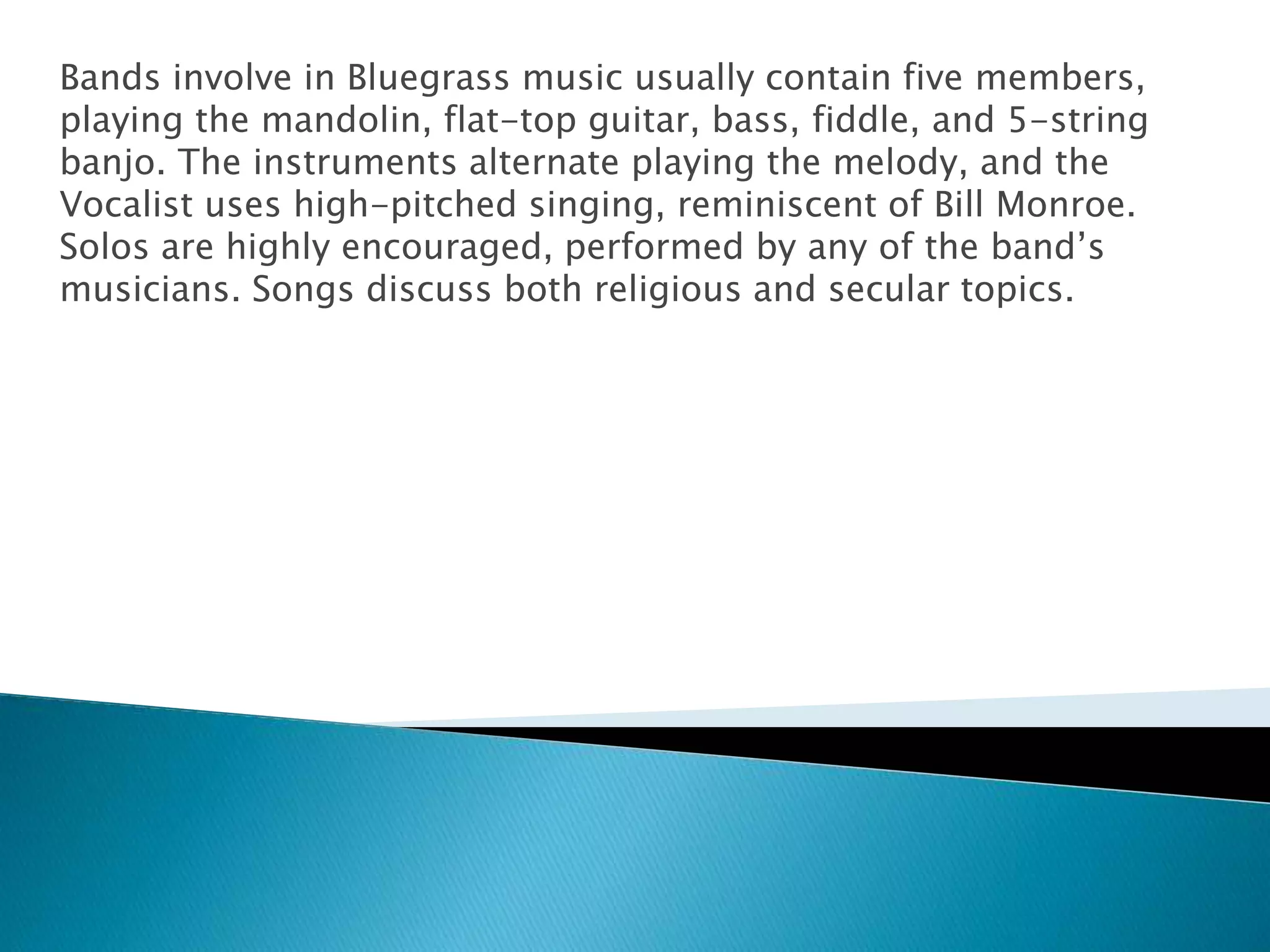 A Brief History of Bluegrass Music | PPTX
