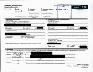 Rebecca Kaplan FPPC Form 410 | PDF