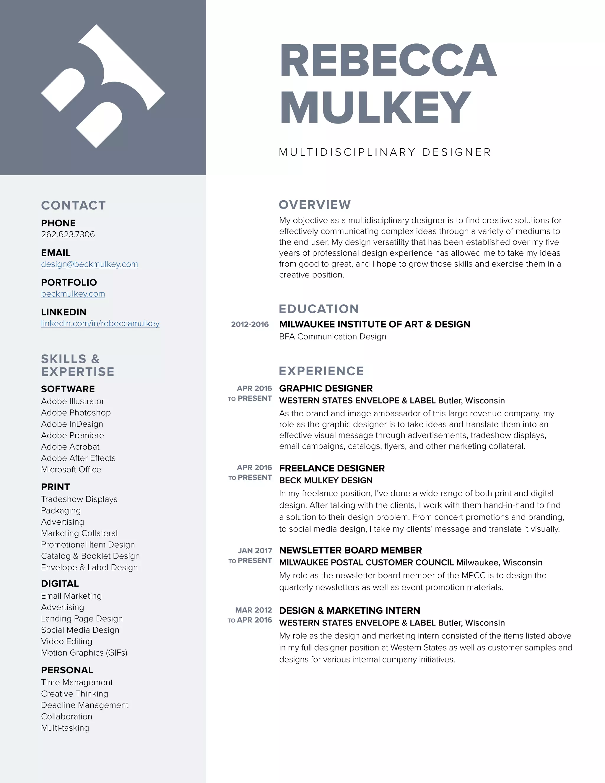 Rebecca Mulkey Resume | PDF