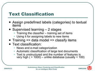 Autonomous News Clustering and Classification for an Intelligent Web Portal | PPS | Internet ...