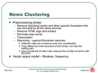 Autonomous News Clustering and Classification for an Intelligent Web ...