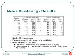 Autonomous News Clustering and Classification for an Intelligent Web ...