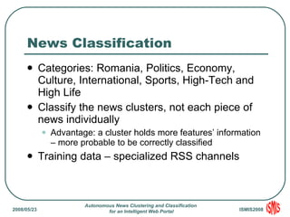 Autonomous News Clustering and Classification for an Intelligent Web ...